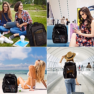 HEEYA Clear Backpack Heavy Duty Transparent Backpack for School Security Sports Work Travel Stadium College - Black