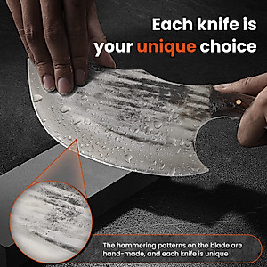 Chinese-Husa Hand-Forged Cleaver Butcher Chef-Knife - High Carbon Stainless Steel HRC62 - Knife for Pro Chef, Home, Restaurant, Outdoors