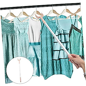Zerodeko Retractable Clothes Rail Outdoor Clothing Adjustable Hitch Plastic Hanger Household Clothes Forks Garment Hook Reach Pole Closet Rods for Hanging Clothes Simple Pole for Clothes