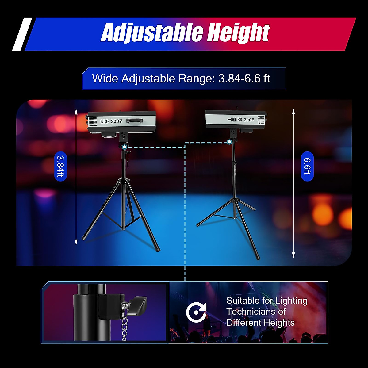 DJ Led Lighting Follow Spot 200W LED Follow Spotlight with Tripod Stand Stage Follow Spot Light Manual Control for Disco Party Clubs Stage Effect