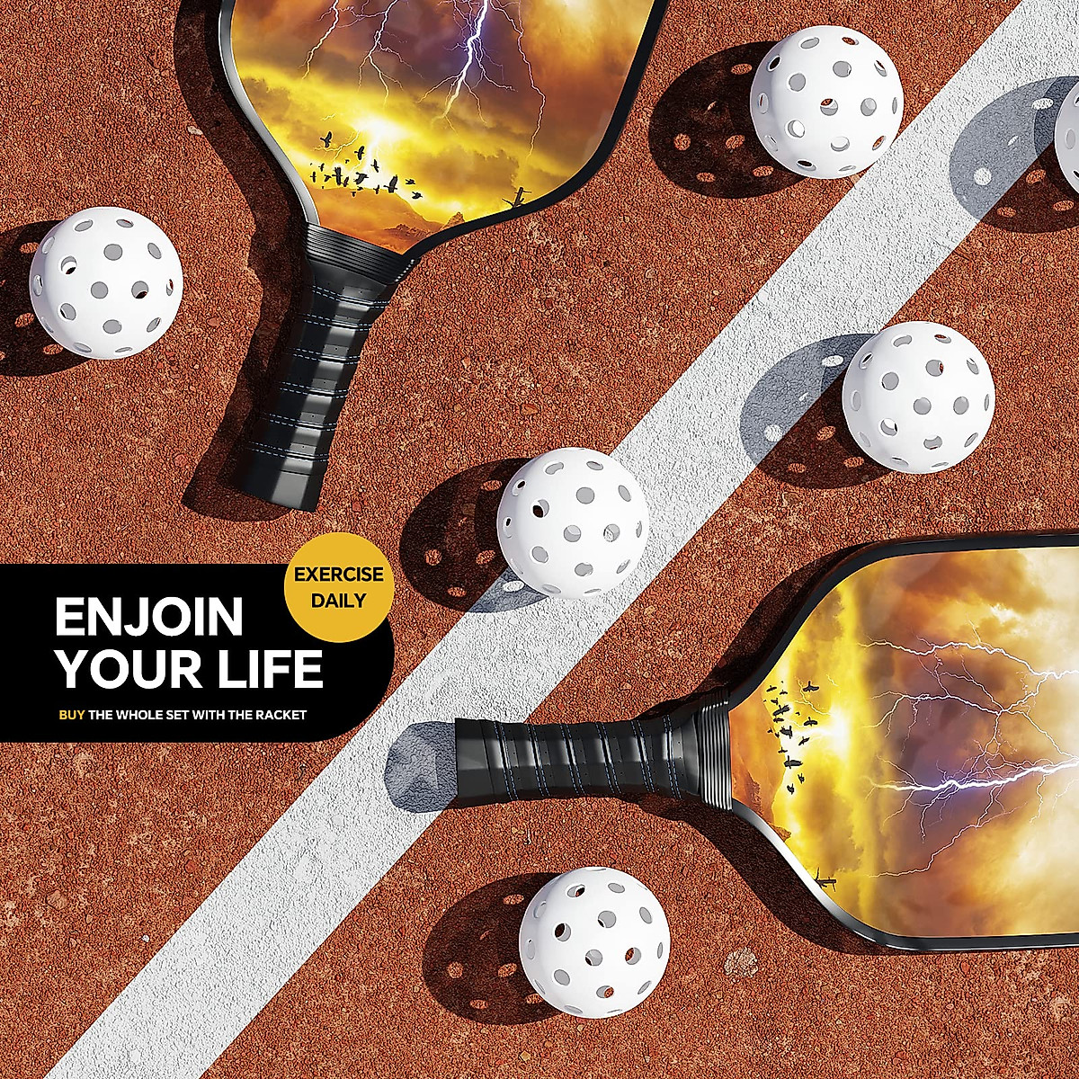 Houda Glow X-40 Outdoor Pickleball Balls | Pickleball Balls for Professionals Play | Durable Pickleballs Accessories Set of Pickleball Paddles (Ball, Glow 6pcs-White)