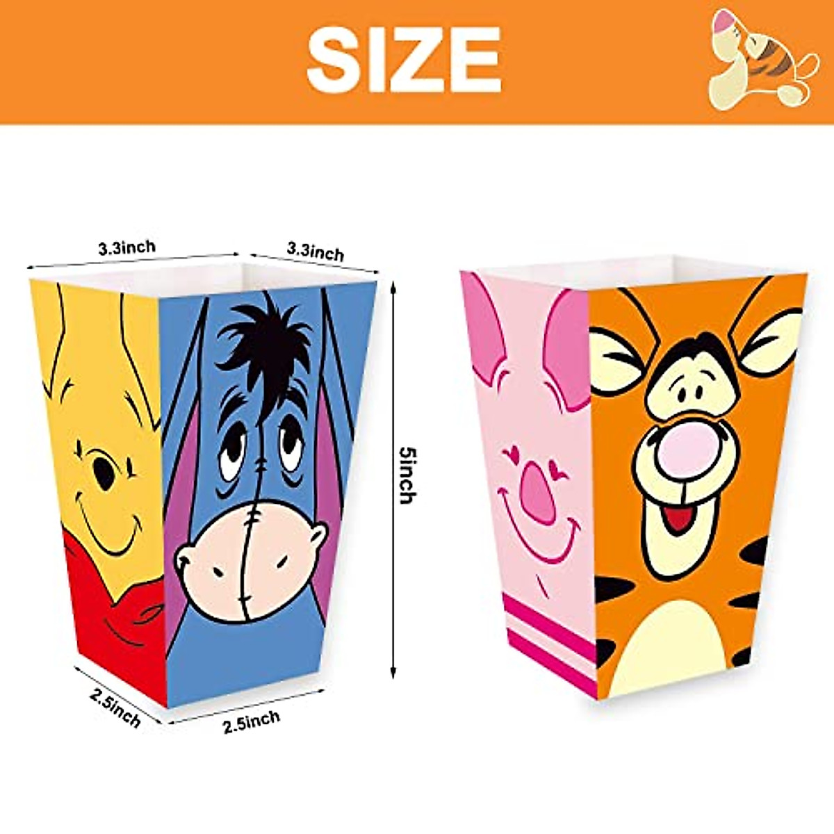 20Pcs Cute Bear Cartoon Popcorn Boxes,Cute Bear Theme Cartoon Birthday Decorations Supplies