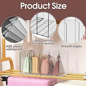 Purse Organizer for Closet,Adjustable Shelf Divider for Closet, Clear Purse Organizers for Closet Bookshelf Separator Dividers in Bedroom, Office (CLEAR, 5LAYER)