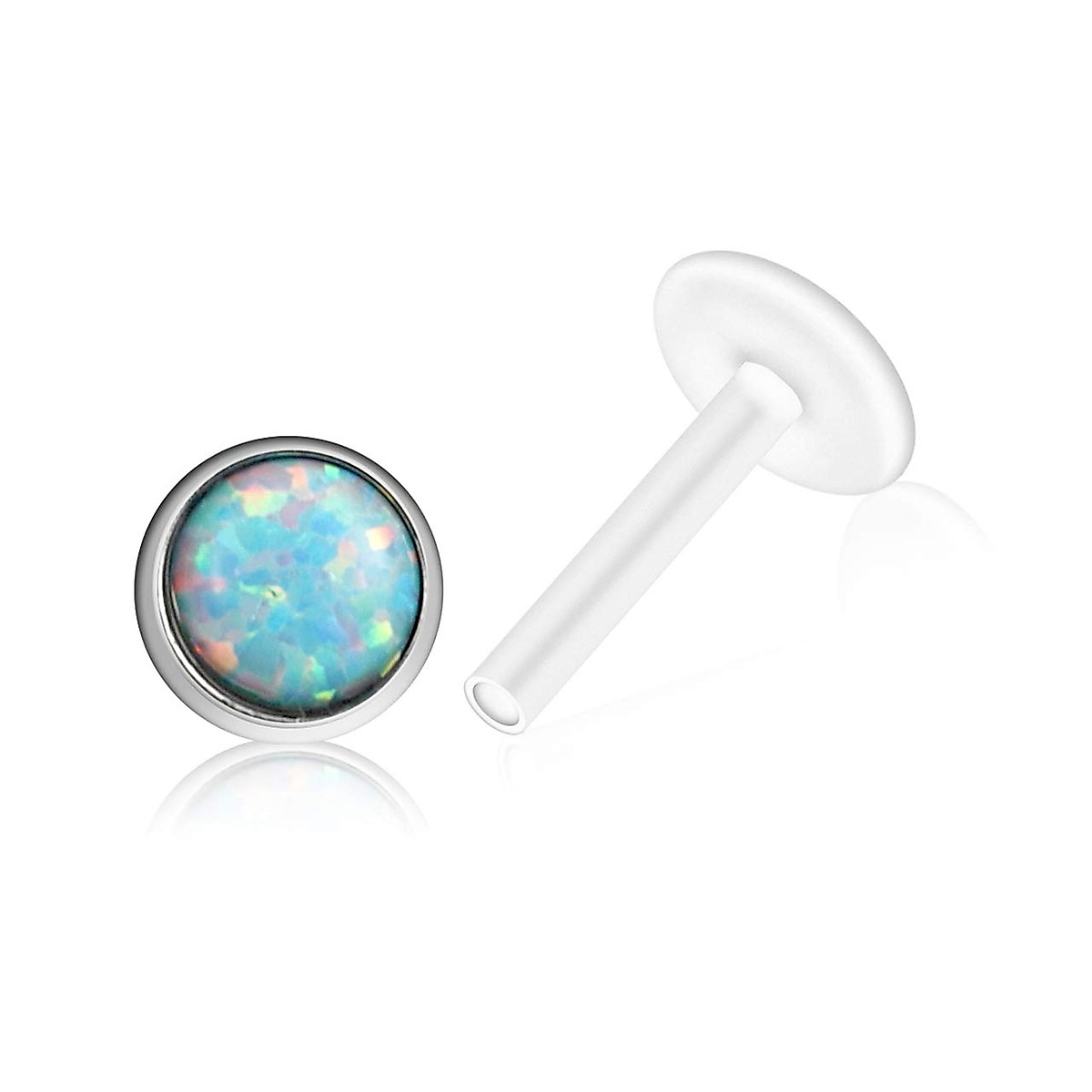 PiercingJ 8-10pcs 16G Stainless Steel + UV Flexible Acrylic Opal Crystal Tragus Retainer Flexible Acrylic Lip Ring Labret Monroe Studs Tragus Helix Cartilage Barbell Earrings