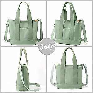 Canvas Tote Bag for Women with Zipper Organizer Big Shoulder Handbags Purse Women Crossbody Bag Black