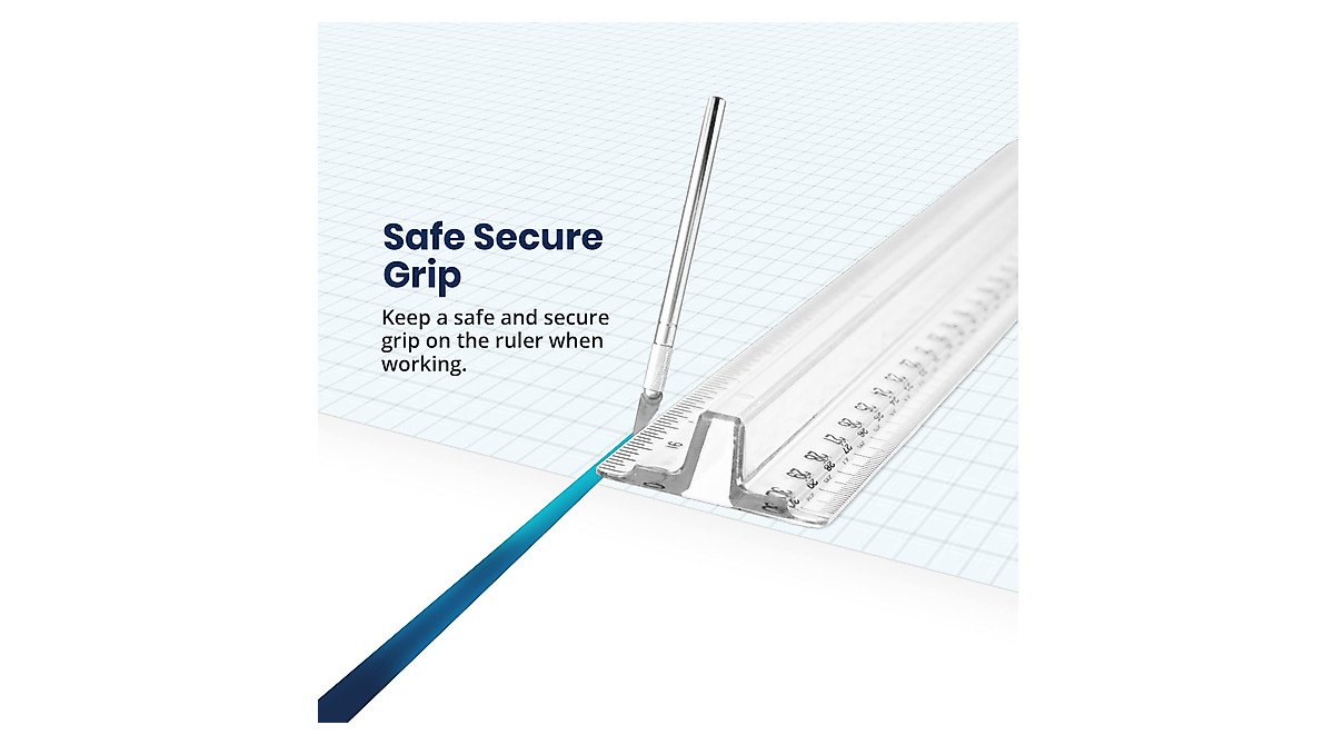 Pacific Arc Finger Grip Ruler 12 Inch for Drafting & Engineering
