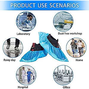 Disposable Shoe & Working Boot Covers by P&P Medical Surgical Waterproof Durable Non-Slip Resistant Polypropylene for Offices Indoor Carpet Protection One Size for Indoors and outdoors 100 (50 pairs)