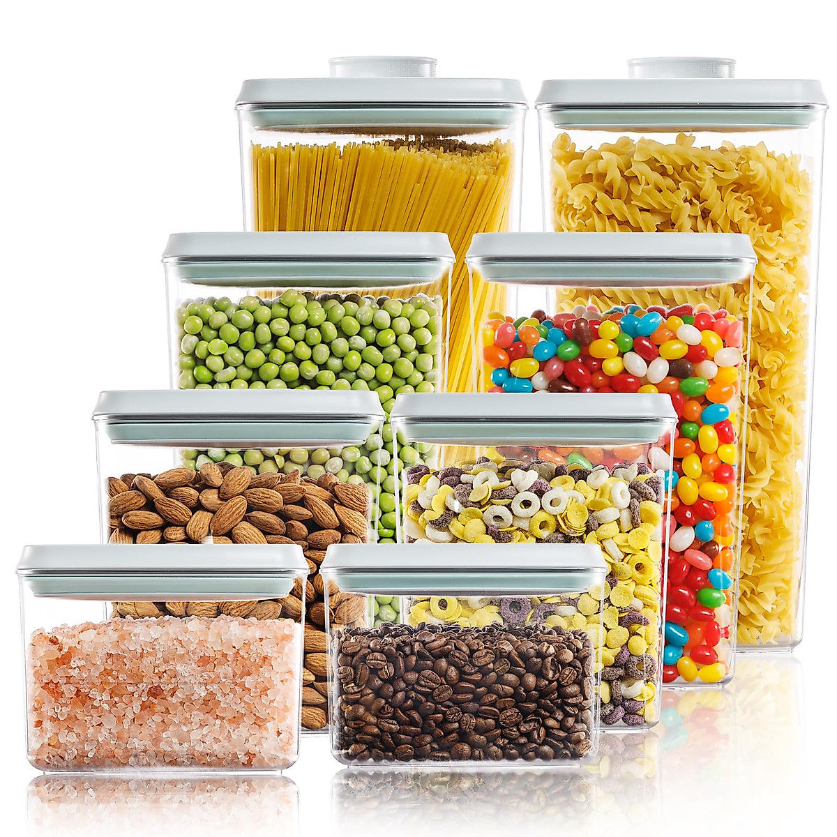 Tourdeus Pop Top Food Storage Containers - 8 Pack Kitchen Storage Containers, BPA-Free Pantry Containers with Lids Airtight, Food-Grade Air Tight Containers for Food with Measurement Marks