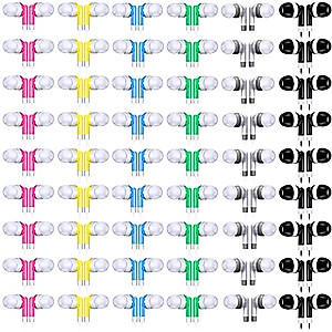 Konohan 60 Packs Earbuds Bulk Kids Headphones Earphones 6 Colors Ear Buds Bulk with Wire Individually Bagged for Students for Classroom School Library