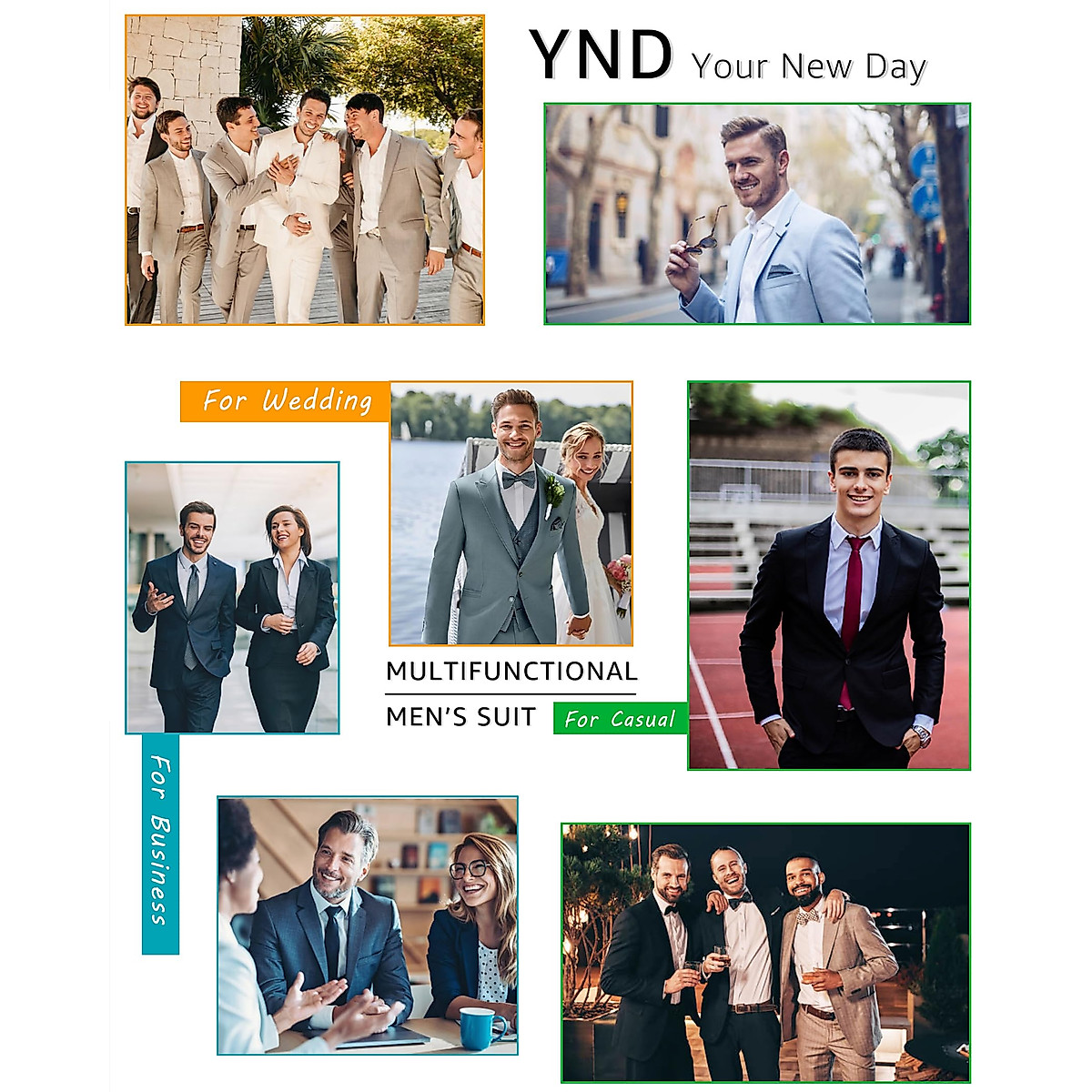 YND Men's 3 Piece Slim Fit Tuxedo Suit Set, One Button Shawl Collar Solid Business Blazer Jacket Vest Pants with Bow Tie, Maroon Collar Black