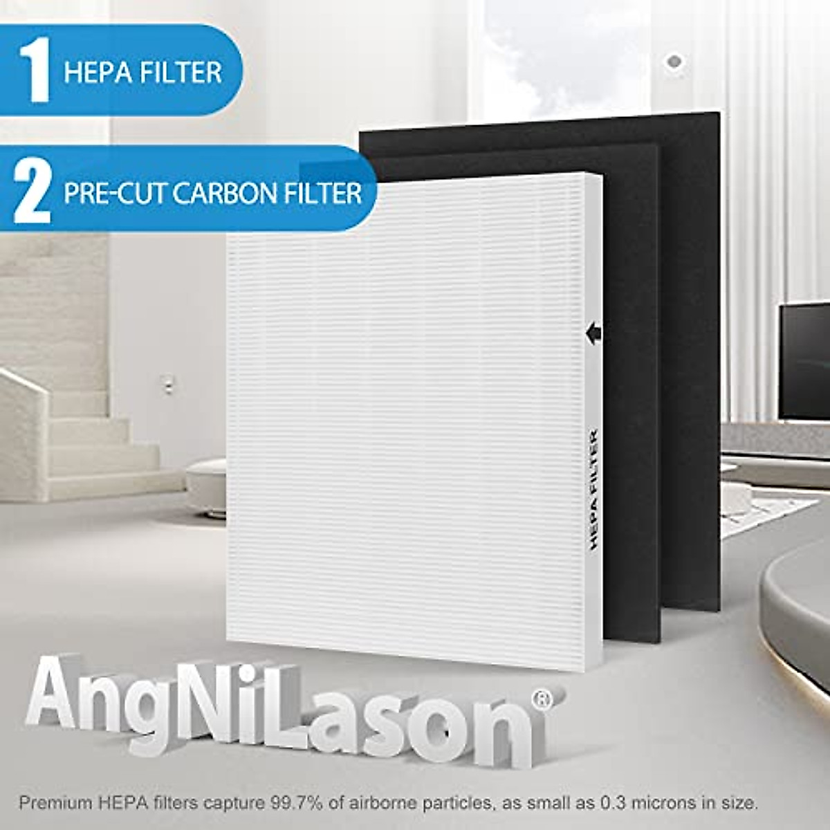 AP-1512HH Replacement Filter H13 Ture HEPA Compatible with Coway AP-1512HH, AP-1518R, AP-1519P, Airmega 200M Air Purifier, Part# 3304899, 1 HEPA Filter + 2 Carbon Pre-Filters