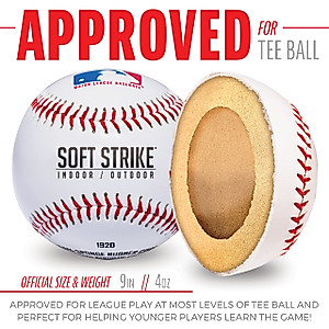 Franklin Sports Youth Tee Balls - Soft-Strike T Ball Soft Baseballs - (6) with Carry Bag - Official Teeball Size + Weight