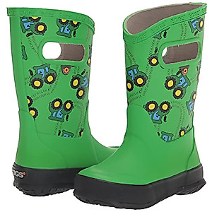 Bogs Kids Rainboot, Tractors Print - Green, Size 7 Little Kid