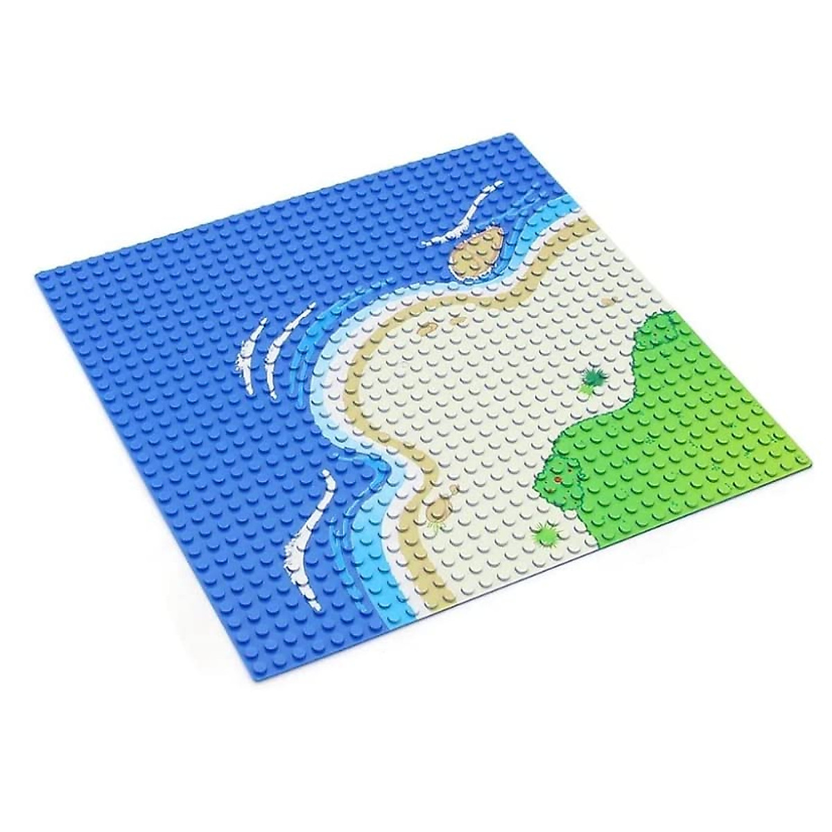 General Jim's Blue Beach and Water Road City Baseplates Full Set for Ocean Island Street Base Plate - Pirates Sea Grass Toy Kit for Building Blocks Bricks for Teens and Adults