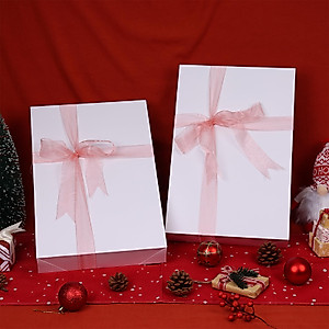 Moretoes 8pcs Gift Boxes with Lids for Presents, White Robe Boxes, XLarge Shirt Boxes Bulk for Wrapping Gifts, Christmas, Holidays, Birthdays, Graduations, Weddings (17''x11''x2.4'')