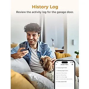 Smart Wi-Fi Garage Door Opener, Compatible with Apple HomeKit, Siri, Alexa & Google Assistant, Carplay, App Remote Control, Only Support 2.4GHz Networks