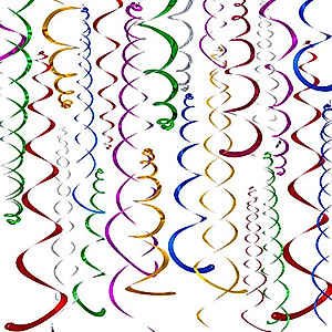 84 Pieces Christmas Hanging Swirls Whirls Party Decoration Streamers Decorations for Thanksgiving Day Birthday Baby Shower Graduation Wedding Celebration Tea Party