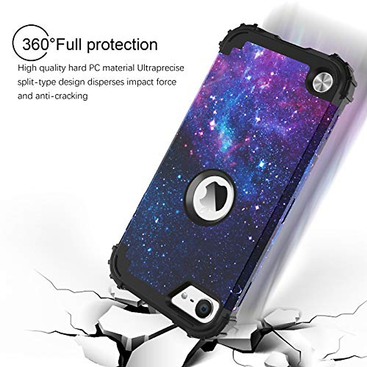 BENTOBEN iPod Touch 7th Generation Case, iPod Touch 6th/5th Case, 3 in 1 Hybrid Hard PC Soft Rubber Heavy Duty Rugged Bumper Shockproof Phone Cover for iPod Touch 7th/6th/5th Generation, Purple