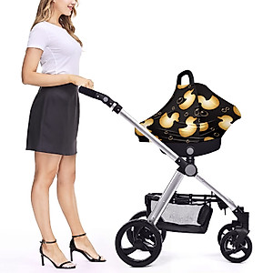 Baby Car Seat Stroller Covers Cute Gold Duck On Black Nursing Cover Breastfeeding Scarf Soft Breathable Stretchy Coverage Carseat Canopy Cover for Boys and Girls Multi Usefor Baby Shower
