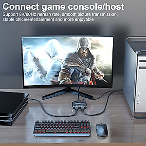 CABLEDECONN HDMI 2.1 Ultra 8K HD Bi-Directional Mini Switch 8K@60Hz 4K@120Hz HDR 1in 2out 2in 1out High Speed 48Gbps Splitter(Singal Display) Converter Compatible with Xbox X PS5 Aluminum Shell