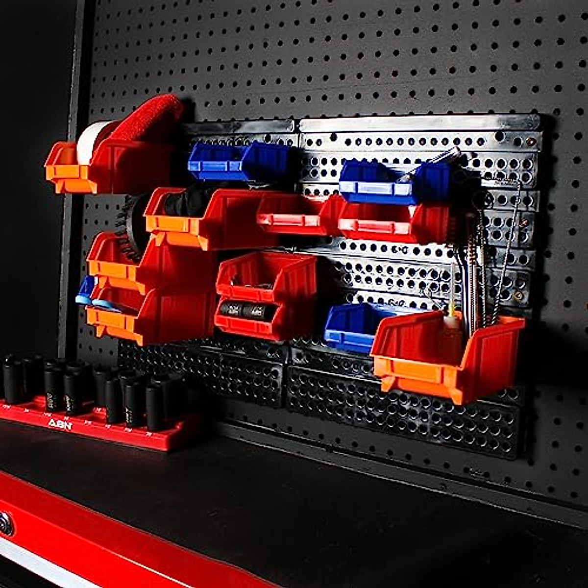 ABN Nail and Screw Organizer Wall Mounted Storage Bins - 30pc Small Parts Organizer for Shop and Garage Storage