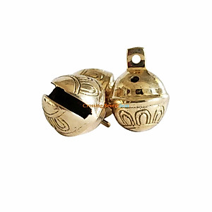 Crossing Seven Seas Handmade Brass Sleigh Bell Golden 44 mm Set of 6, Flower Design Sleigh Bell, Holiday Decoration, Wreath Supply, Christmas Decoration Wreath, Cowbell