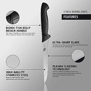 dimoedge 6 inch Professional Boning Knife, Super Sharp Deboning Knife with Ergonomic Handle(Black)