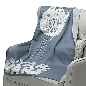 Lambs & Ivy Star Wars Signature Millennium Falcon Blue/Gray Knit Baby Blanket