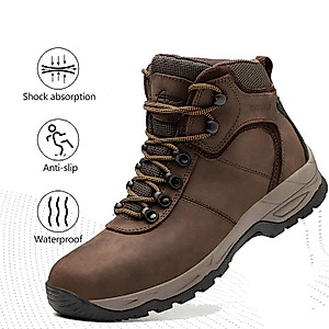 AZXPROT Waterproof Hiking Boots for Men, Outdoor Lightweight Trekking Trails Shoes Backpacking Mountaineering Boots Brown 13