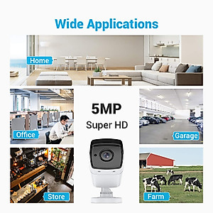 ANNKE 5MP Super HD Security Camera, IP67 Waterproof Bullet TVI Add-on Surveillance Camera for Outdoor & Indoor Use, Smart IR and EXIR 100ft/30m Night Vision