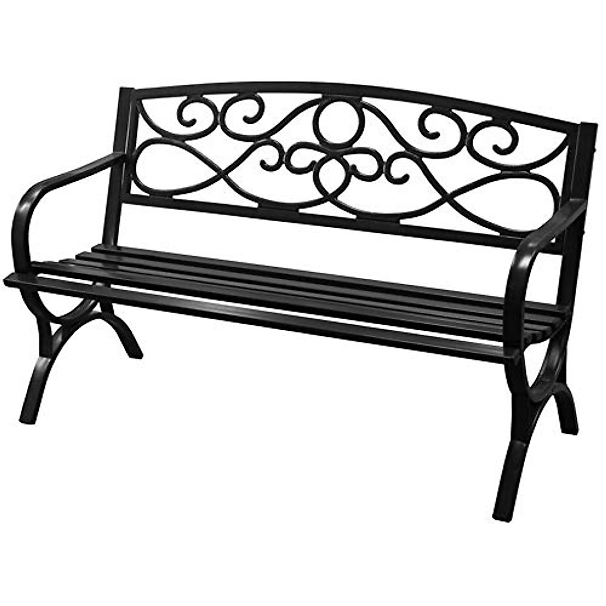 ABBLE 4 Ft. Steel Frame Outdoor Patio Garden Bench 2-Person Loveseats Outdoor Furniture Park Bench