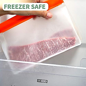 Meetall 9 Pack Reusable Food Storage Bags, 3 Sizes Mixed.3 Gallon Size Bags for Meats,Fish and Vegetables&3 Sandwich Bags&3 Snack Bags for Kids' Food.Reusable,Freezer Safe,Stand Up and Leakproof.