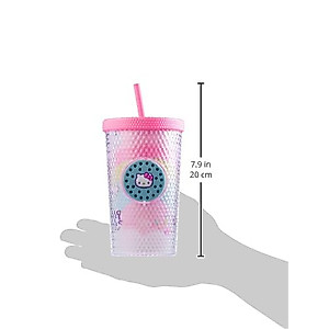 Hello Kitty And Friends Glitzy Pop Sparkling Tumbler, 15oz Hello Kitty Tumbler, Cute Hello Kitty Water Bottle Kids Adults, Hello Kitty Water Bottle With Straw, Pink Hello Kitty Water Bottle for School