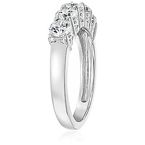 Amazon Essentials Platinum-Plated Sterling Silver Round-Cut 5-Stone Ring made with Infinite Elements Cubic Zirconia (1.25 cttw), Size 6 (previously Amazon Collection)