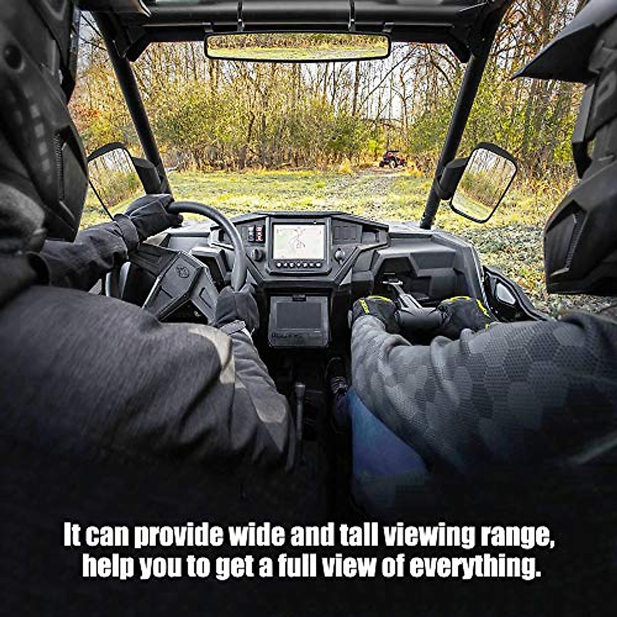 RANSOTO UTV Offroad Side Rear View Mirror And Center View Mirror With 1.75" to 2" Roll Bar Cage Mount Compatible with Polaris RZR Can-Am Maverick Commander Yamaha Rhino Honda Pioneer Kawasaki Teryx