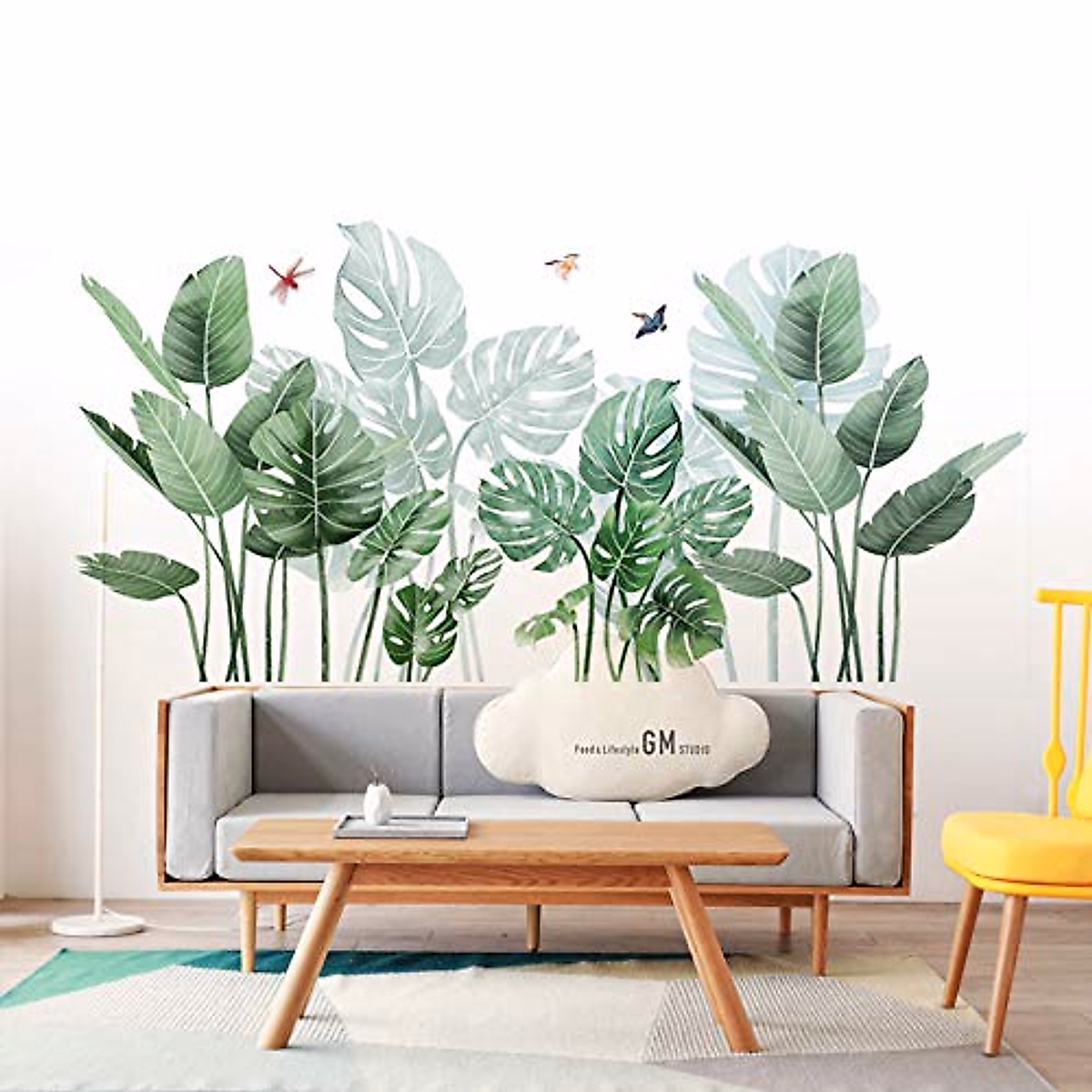 Leaf Wall Sticker Wall Decals Palm Tree Wall Decals Green Leaves Wall Paper Evergreen Removable Decal Peel and Stick Giant Painterly Ivy Peel and Stick for Living Room Bedroom Nursery Room