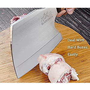 BLADESMITH Meat Cleaver Butcher Axe Bone Chopper Heavy Duty - 6.3'' Bone Cutting Knife Bone Breaker, Stainless Steel Thicken Blade & Pear Wood Handle, for Kitchen/Slaughterhouse Looks Manly