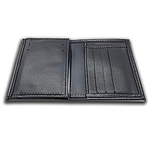 7 Point Star Recessed Badge Bifold WALLET, Genuine Leather Badge 2.87 x 2.85 & ID Holder 2.5 x 4 Credit Card WALLET