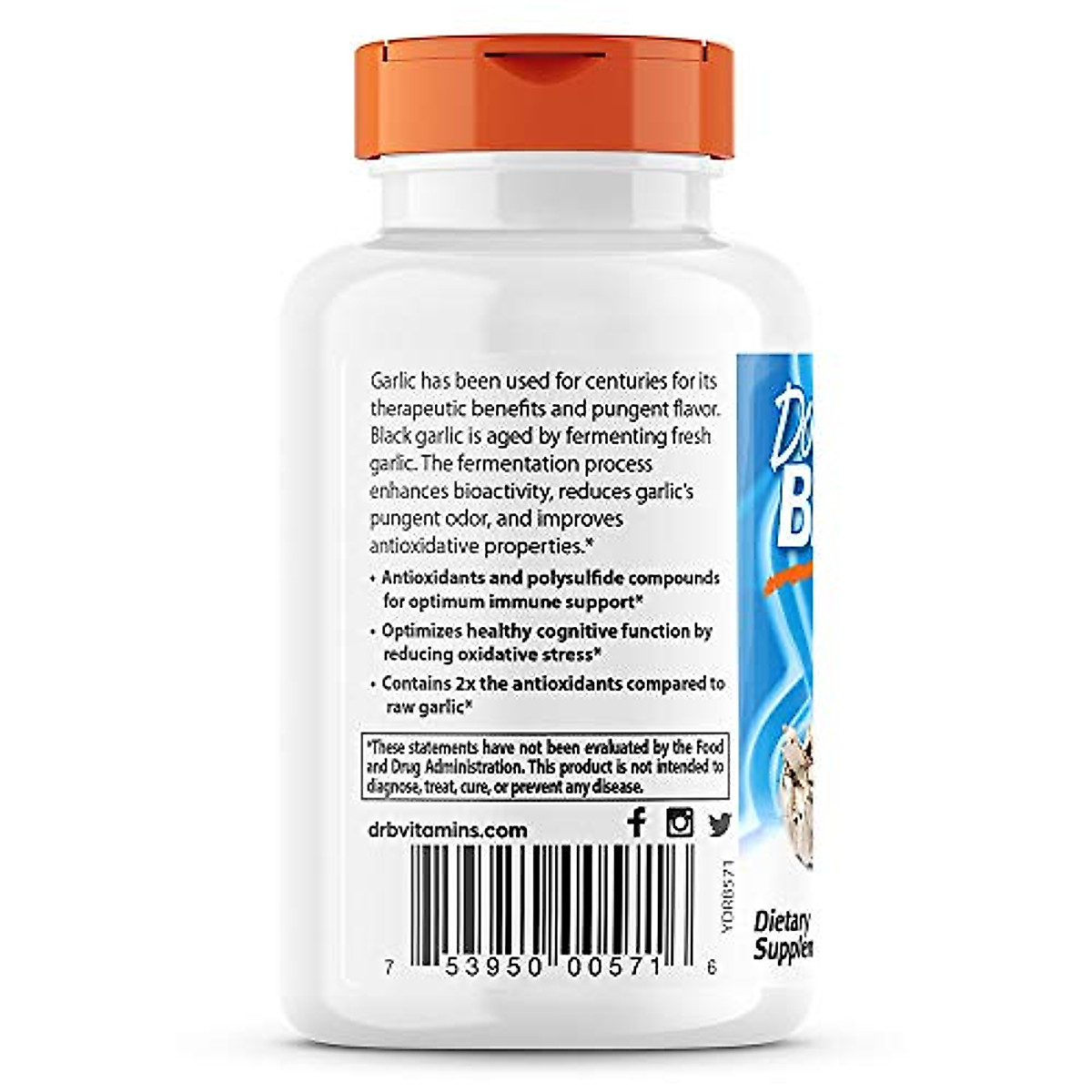 Doctor's Best Black Garlic Extract ABG10+ ® 250mg Supports Healthy Blood Pressure Cholesterol Boost Immunity Potent Antioxidant, 60 Count