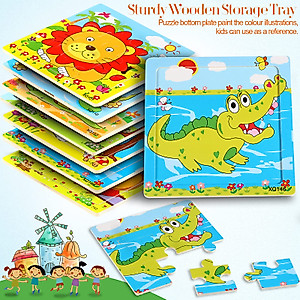Yunsailing 40 Pack Wooden Puzzles for Kids Ages 3-5, Animals Jigsaw Puzzles for Toddlers Age 2-8, Preschool Educational and Learning Puzzles Gifts for Kids Christmas Birthday Party