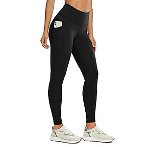 CRZ YOGA Womens Brushed Naked Feeling Workout Leggings 25" - High Waisted Gym Athletic Tummy Control Yoga Pants with Pockets Black X-Large