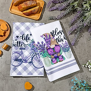 Boyiee Set of 6 Lavender Kitchen Towels Absorbent Dish Towels Lavender Towels 24 x 16 Inches Kitchen Gifts Purple Kitchen Hand Towels Lavender Lover Gifts for Farmhouse Kitchen Bathroom Decorations