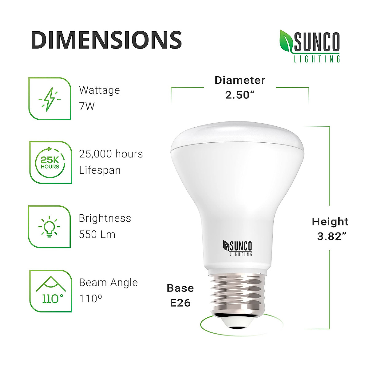 Sunco 4 Pack BR20 LED Bulbs Indoor Flood Light R20 Dimmable CRI93 2700K Soft White 50W Equivalent to 7W, E26 Medium Base, Recessed Can Lights for Home Living Area Ceiling Lights - UL