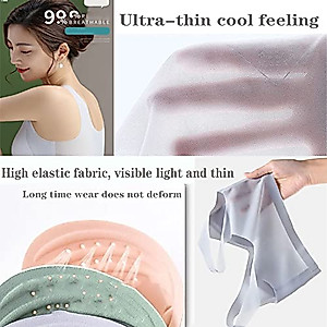 Ultra-Thin Ice Silk Bra, Plus Size Comfort Bra Silk Seamless Daily Sport Bras Beauty Back Yoga Bra with Removable Pads (Black+Blue, 5XL)