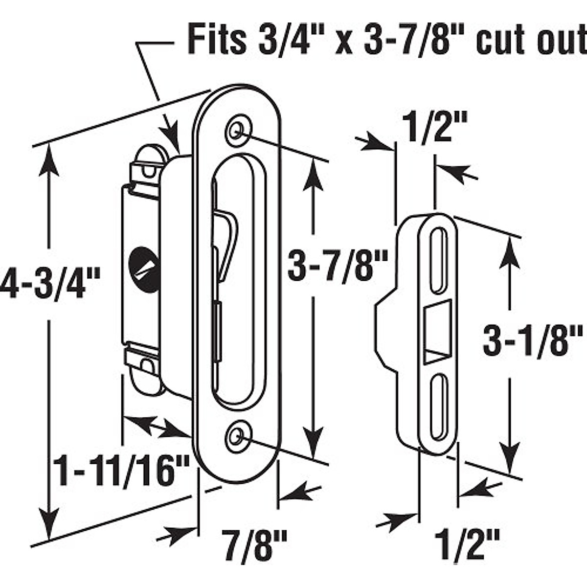 Prime-Line E 2126 Sliding Door Lock and Keeper for Wood or Aluminum