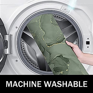 Welcome Doormat Sage Green Marble Crack Art,Rubber Backing Kitchen Carpet Gold Foil Edge Golden Line,Durable Washable Entry Rugs for Bedroom Dining Room Front Door Decor 16x24In