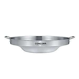 Concord Stainless Steel Comal Frying Bowl Cookware (22"), silver (S4008 S4812 S5612)