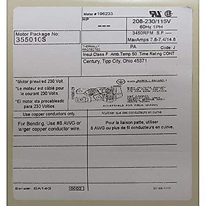 Pentair Motor, SF/WF, 1 Horsepower, 115/208-230 Volts, 1-Speed, Energy Efficient, Full