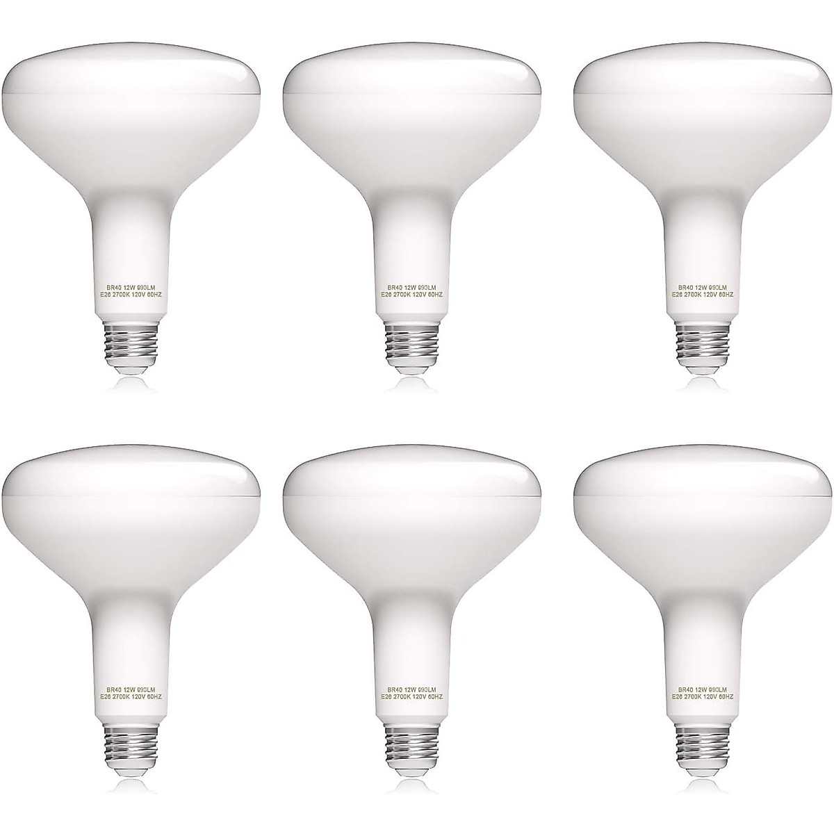 helloify Dimmable BR40 LED Flood Light Bulb 12W, 75W Equivalent, 2700K Soft White Light, Energy Saving Lamp for Office/Home, E26 Screw Base, 6PCS
