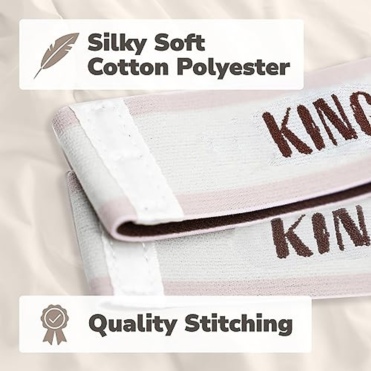 ECOHomes Bed Sheet Organizer and Storage Label Bands | Sheets Set Organizers for Linen Closet - Elastic Bedding Sheet Keepers Straps for Foldable Bedsheet, Pillow Case, Duvet (King 4PCs Pack | Cream)